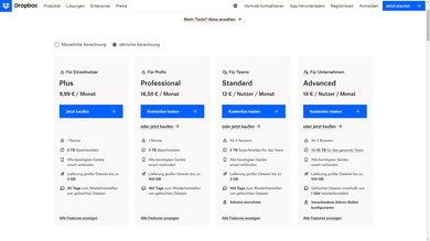 Dropbox Kosten 2025 » Aktuelle Preise & Tarife