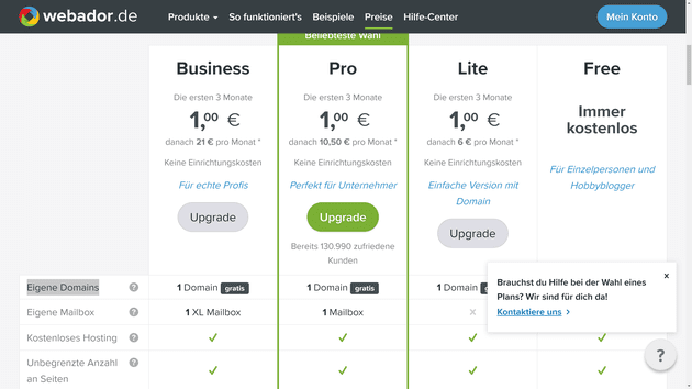 Webador Kosten 2025 » Aktuelle Preise & Tarife