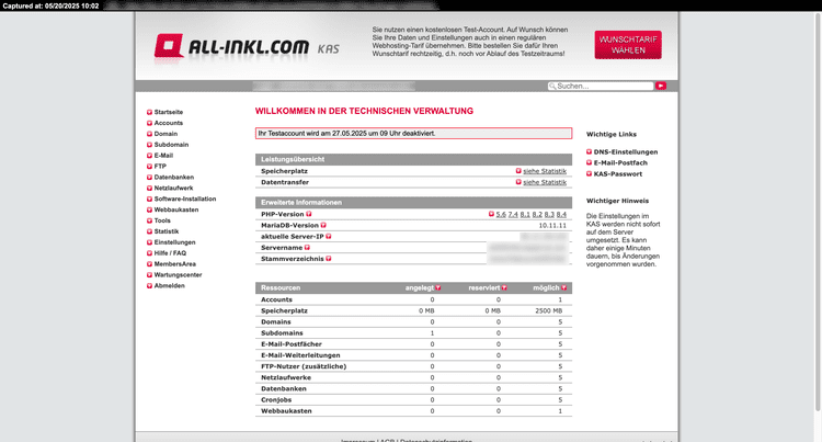 ALL-INKL Webhosting Erfahrungen 2026 » Test, Details & Features