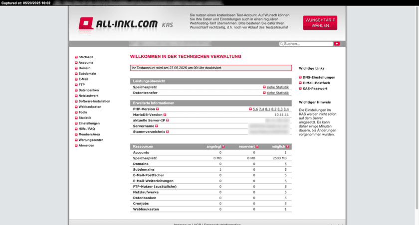 ALL-INKL Webhosting Erfahrungen 2026 » Test, Details & Features