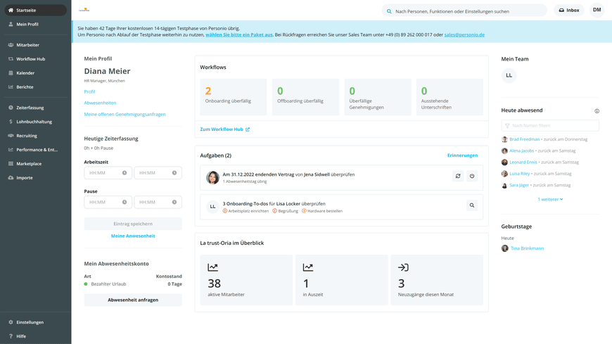 Personio HR-Betriebssystem Erfahrungen 2023 » Test, Details & Features