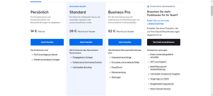 DocuSign Kosten 2025 » Aktuelle Preise & Tarife