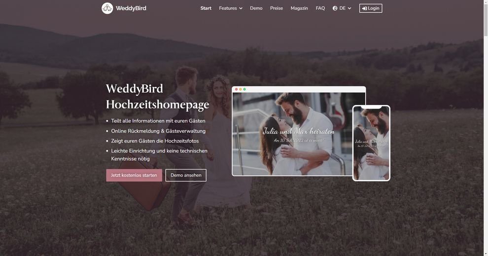 Hochzeitshomepage erstellen 2026 » 36 Anbieter im Vergleich