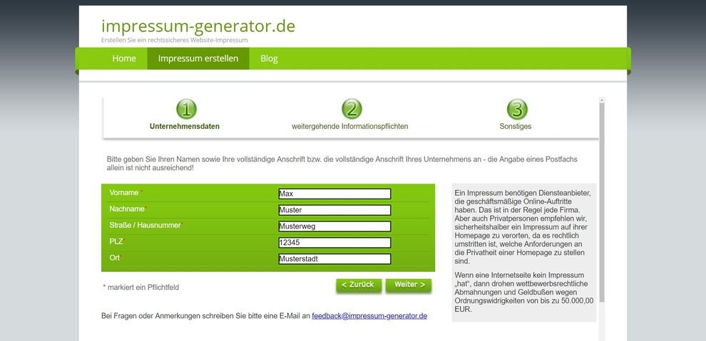 5 kostenlose Generatoren für eine rechtssichere Website